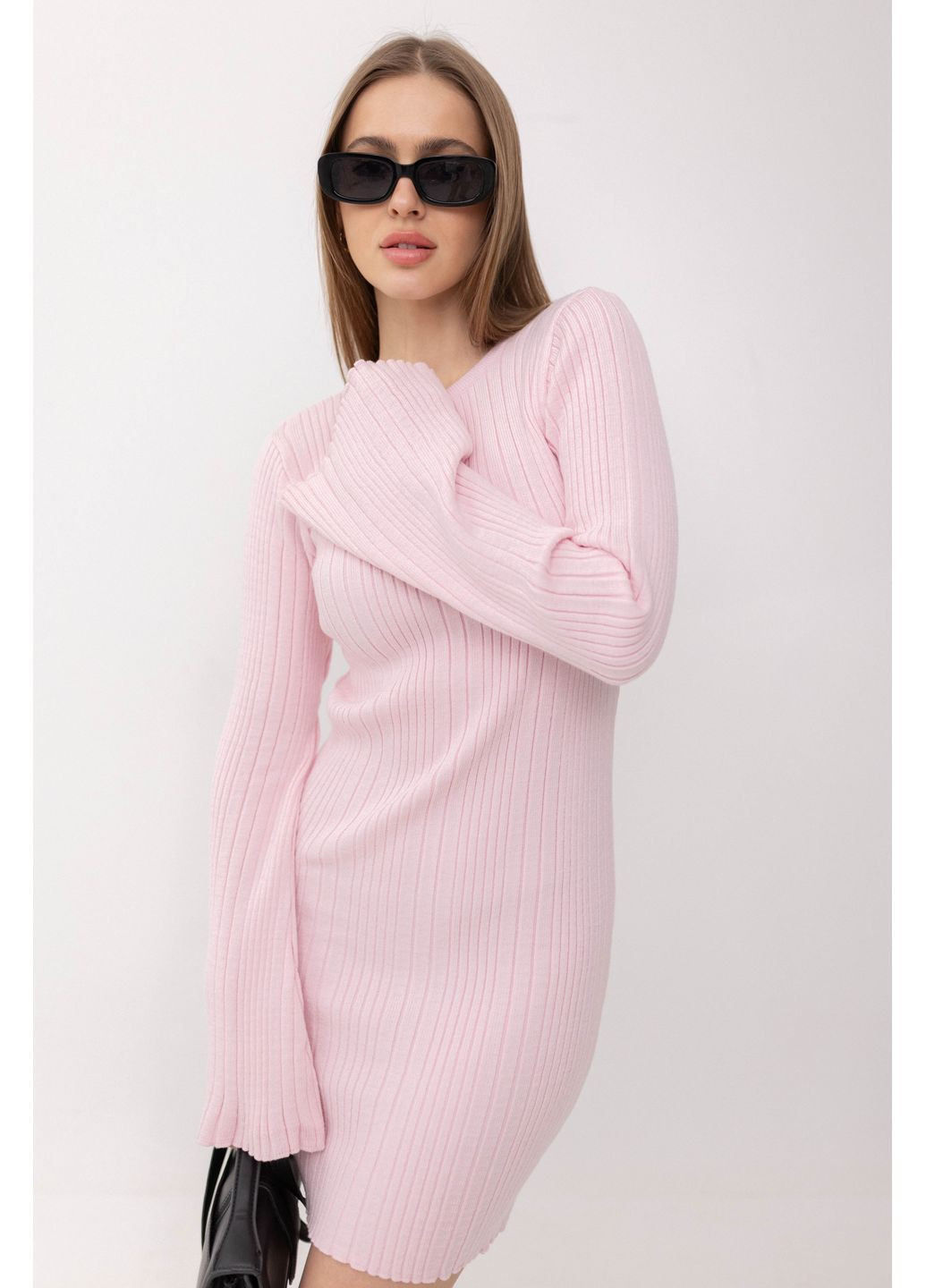 Рожева повсякденний, коктейльна, вечірня сукня міні в рубчик dr009 Twice ‣ Ціна 1090 грн ...